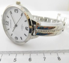 Foibos Dámské čitelné šperkové stříbrné hodinky Foibos 3374 s velkým přehledným číselníkem