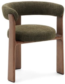 Khaki/hnědé jídelní křeslo s područkami z jasanového dřeva Granite – Kave Home