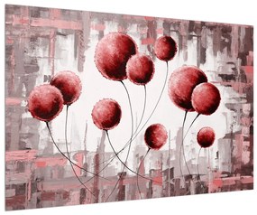 Abstraktní obraz - červené balónky (90x60 cm)