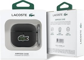 Lacoste Petit Pique Croc Logo Patch pouzdro AirPods 4 černé