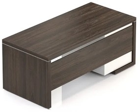 Stůl Lineart 180 x 85 cm + levý kontejner a krycí panel / Jilm tmavý a bílá