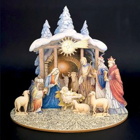 AMADEA Dřevěný skládací betlém 3D 20 cm