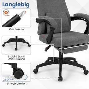 Costway Ergonomická kancelářská židle s výsuvnou opěrkou nohou a nastavitelným