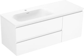 Mexen Orio, koupelnová skříňka 120 cm s umyvadlem Vela vlevo, 2S, 1D, bílá matná, 91A13-12047-3-BBFFFF01-W23L01