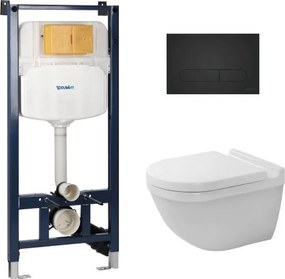 Set sada mísa + prkénko s pomalým sklápěním Duravit Starck 3 45270900A1, podomítkový WC modul Duravit DuraSystem WD102900000, WD5009031000