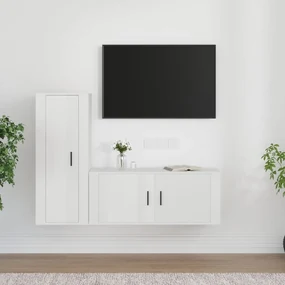2Dílný Set Tv Skříněk Bílý S Vysokým Leskem Kompozitní Dřevo