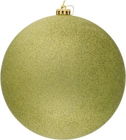 Velká vánoční ozdoba 30 cm plastová koule jablkově zelená glitter