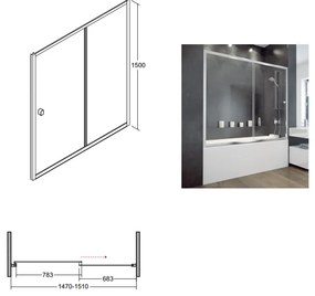 Besco Duo Slide II celovanová zástěna šířka zástěny: 150cm