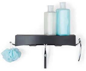Černá nástěnná samodržící polička Compactor Clever Flip Shower Shelf