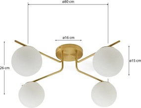 Bílé/ve zlaté barvě kovové stropní svítidlo se skleněným stínidlem ø 15 cm Brisia – Kave Home