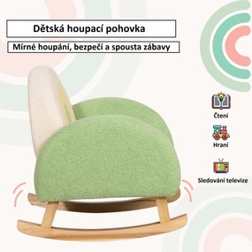 HOMCOM Dětské křeslo houpací, béžovo-zelené 310-056GN