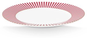 Pip Studio Royal stripes talíř Ø17cm, bílo-tmavě růžový (talíř tenkostěnného porcelánu)