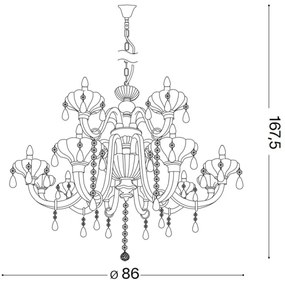 Ideal Lux - Křišťálový lustr na řetězu CONTINENTAL 12xE14/40W/230V pr. 86cm čirá