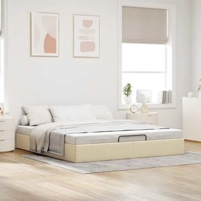 Osmanský rám postele bez matrací krémová 200x200 cm textil 3310908
