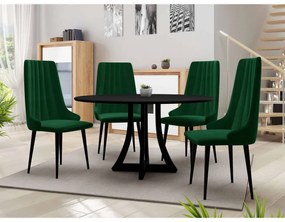 Kulatý stůl Dagerto FI 120 se 4 židlemi ST93 03, Barva: bílý lesk / černý lesk, Potah: Magic Velvet 2219