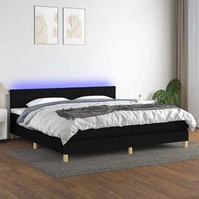 Box spring postel s matrací a LED černá 200x200 cm textil