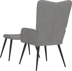 Relaxační křeslo se stoličkou světle šedé samet 327688
