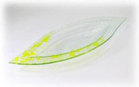 BDK-GLASS Skleněná mísa LIST 47x19cm - žluté střepy