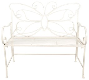 Krémová kovová zahradní lavice Butterfly - 108*55*99 cm