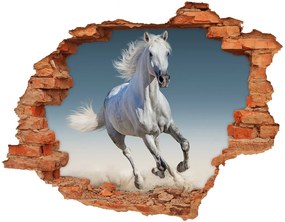 Wallmuralia Fototapeta díra na zeď Bílý kůň ve cvalu 90x70 cm
