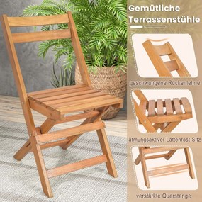 Costway 3 ks. Bistroset aus Holz mit Stabilem Akazienholzrahmen