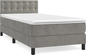 Box spring postel s matrací světle šedá 80 x 200 cm samet 3141509