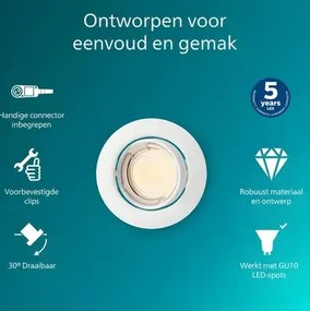 Philips Peridot bílá O9 cm / Vestavné svítidlo / GU10 / 7W / IP20
