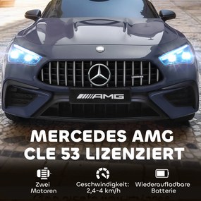AIYAPLAY Dětské elektrické auto, design Mercedes, 12V motory, dálkové ovládání, LED světla, hudba, pro děti 3-6 let, šedá
