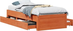 Postel bez matrace se zásuvkami hnědá 75x190 cm masiv borovice 3308830