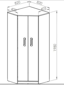 Casarredo Rohová šatní skříň VILLOSA šedá/bílá/růžová