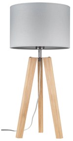 BRITOP Stolní lampa LOTTA, 1xE27, v. 65 cm Barva stínidla: Šedá látka, Barva podstavy: Dubové dřevo