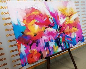 Obraz abstraktní barevné květy - 60x40 cm