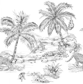 Vliesová obrazová tapeta - zvířata, palmy, safari - 357223, 250x279cm, Precious, Origin