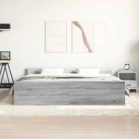 Rám postele s hlavovým a nožním čelem šedý sonoma 200 x 200 cm 3203738