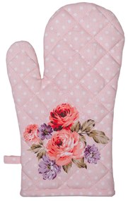 Růžová bavlněná chňapka - rukavice s růžemi Dotty Rose  - 18*30 cm