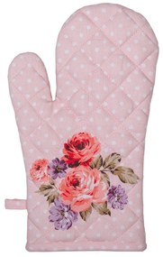 Růžová bavlněná chňapka - rukavice s růžemi Dotty Rose - 18*30 cm