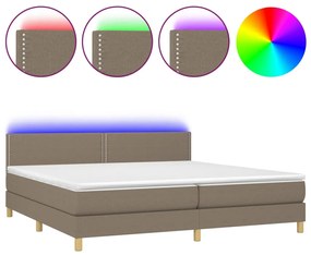 Box spring postel s matrací a LED taupe 200x200 cm textil