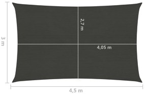 Plachta proti slunci 160 g/m² antracitová 3 x 4,5 m HDPE - Default Title