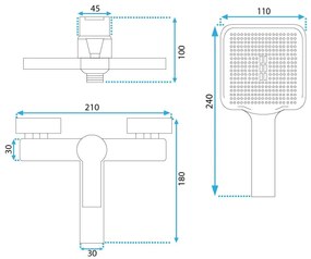 Nástěnná vanová baterie REA ARGUS, titan