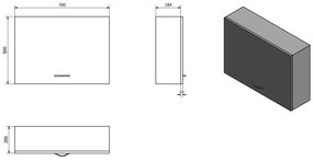 Aqualine ZOJA/KERAMIA horní skříňka výklopná 70x50x20cm, dub platin - 52364