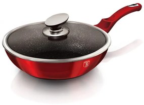 BERLINGERHAUS Pánev WOK s poklicí s mramorovým povrchem 28 cm Burgundy Metallic Line BH-1265