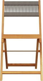 3dílný bistro set šedý polypropylen a masivní dřevo 3281758