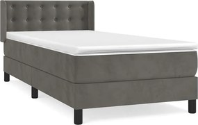Box spring postel s matrací tmavě šedá 90x190 cm samet 3131172