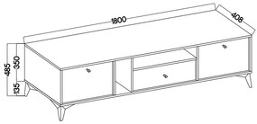 TOKYO 1 c | TV stolek RTV 313 | 180 cm | černá grafit/zlatá