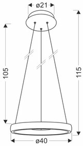 LED Lustr na lanku HASHIM LED/22W/230V pr. 40 cm měděná