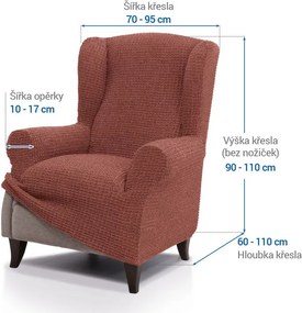 Super strečové potahy  RUBINIA cihlová křeslo ušák (š. 70 - 95 cm)