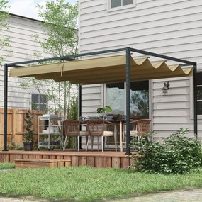 Outsunny pergola 4x3m zahradní pavilon, ocelová střecha na terasu, zahradní pavilon s nastavitelnou střechou, volně stojící, ochrana před sluncem na …