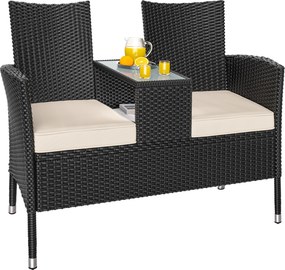 Casaria Polyratanový Kino lavice černý 145 × 58 × 87 cm