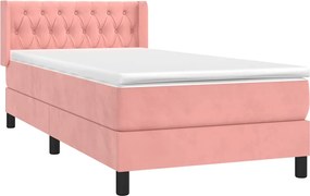 Box spring postel s matrací růžová 90x200 cm samet 3131122