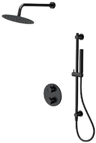 Cersanit Zen - Sprchový set s termostatem pod omítku, s tělesem, průměr 25 cm, černá S952-033